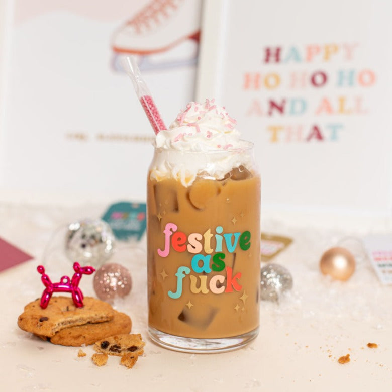 Holiday Can Glass w/Lid + Straw– Talking Out Of Turn