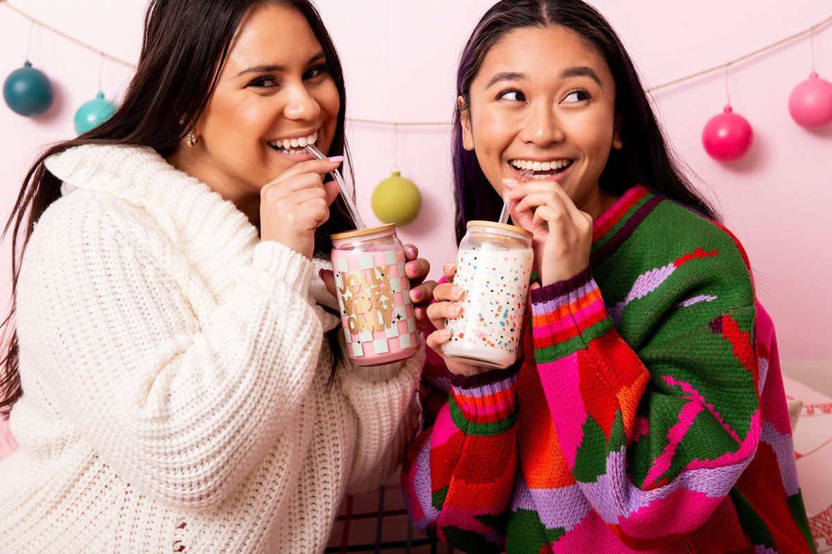 Holiday Can Glass w/Lid + Straw– Talking Out Of Turn