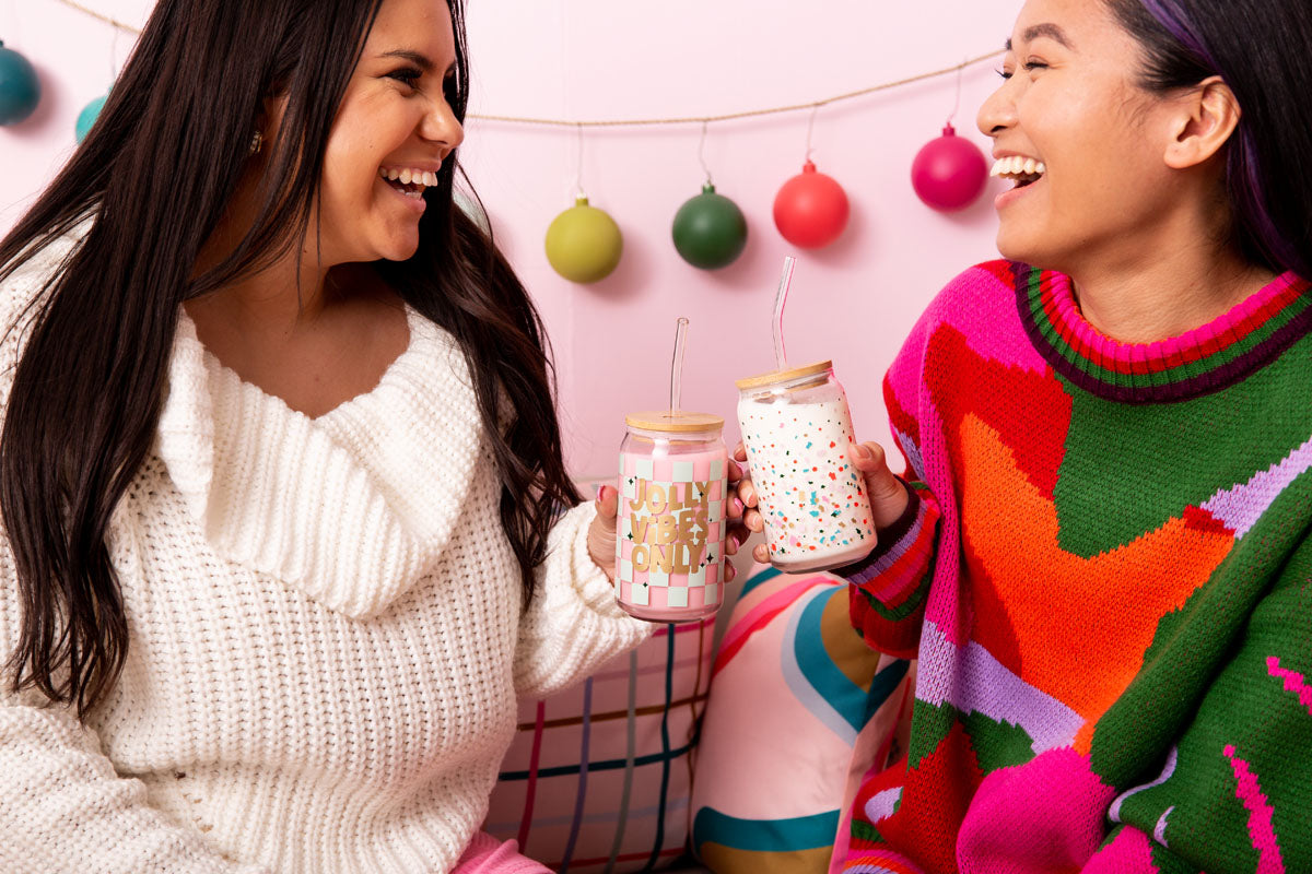 Holiday Can Glass w/Lid + Straw– Talking Out Of Turn