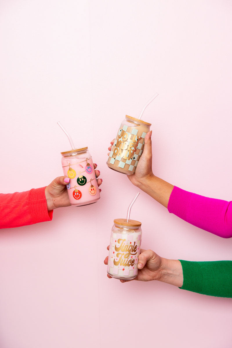 Holiday Can Glass w/Lid + Straw– Talking Out Of Turn